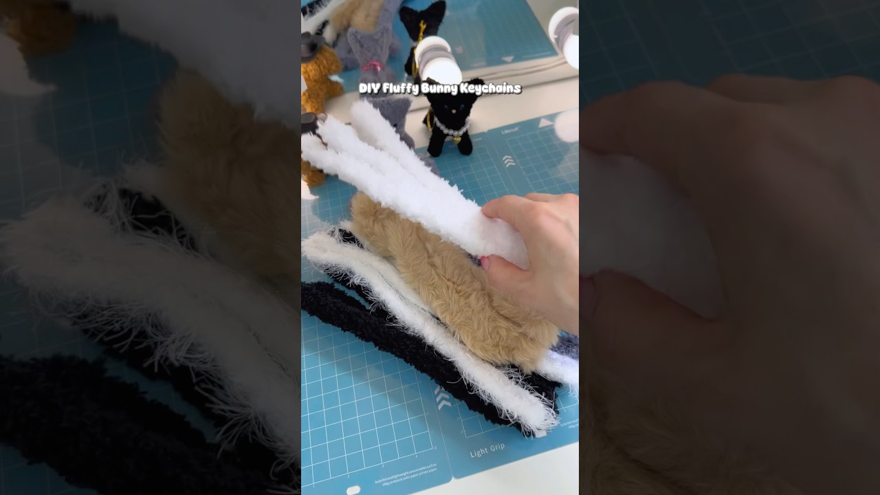 Fluffy bunny keychains - the cutest DIY #shorts