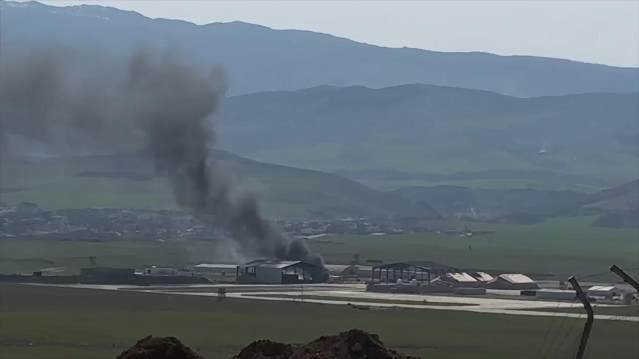 Smoke rises from the Harir base after attacks in the region