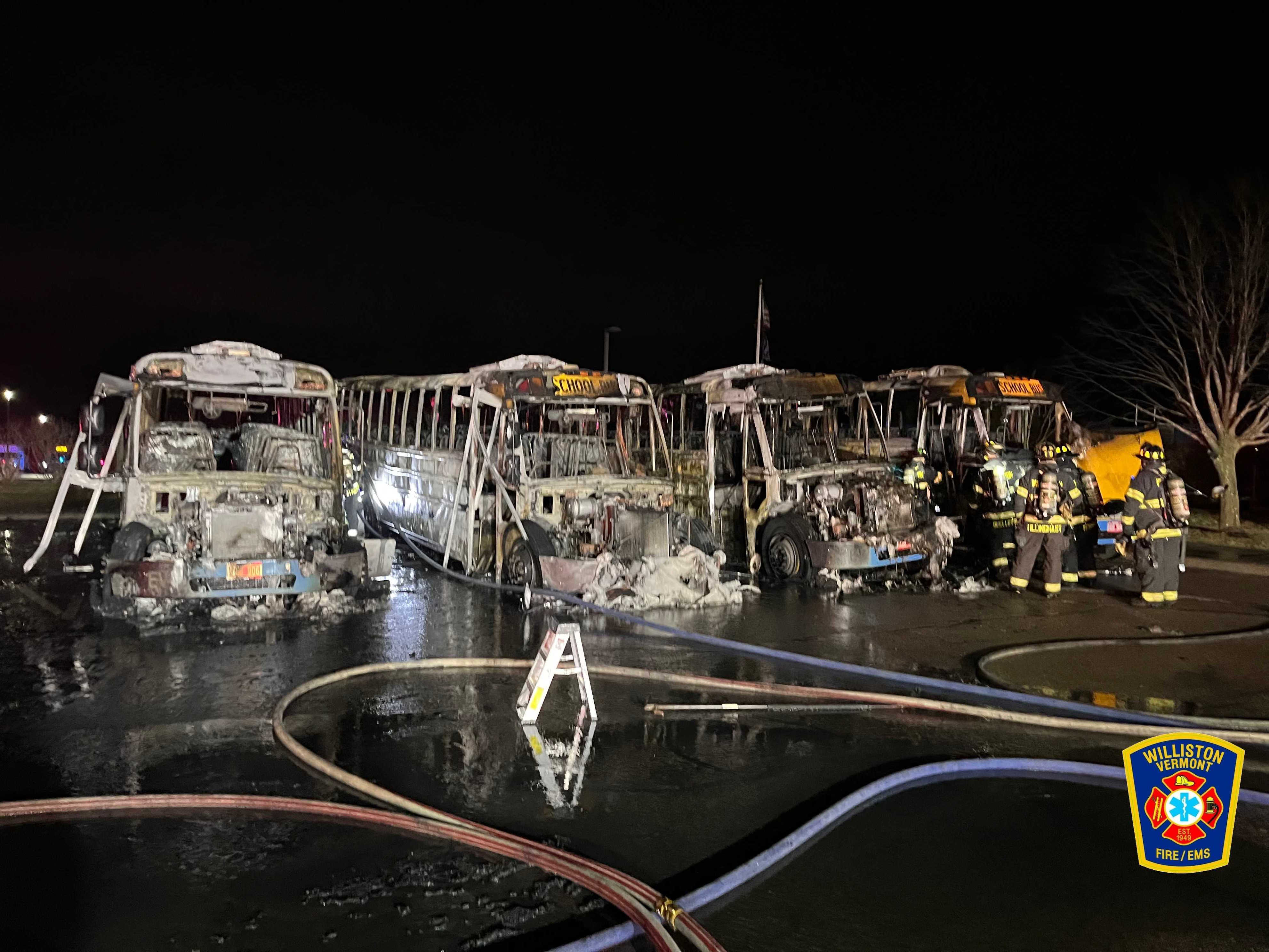 Electric school buses destroyed in fire removed from Williston school