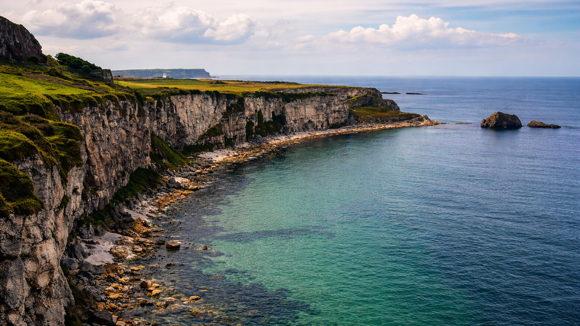 A hidden cliff coast with crystal clear water