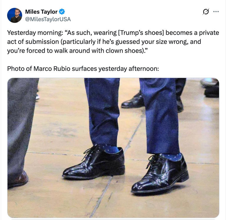 Little Marco mocked for wearing clown shoes in Trump suck-up