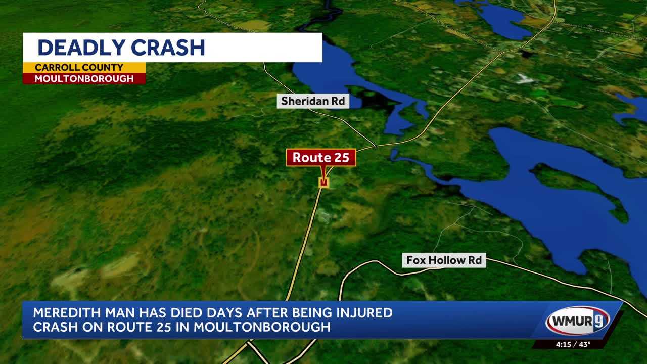 Meredith man injured in crash on Route 25 in Moultonborough dies