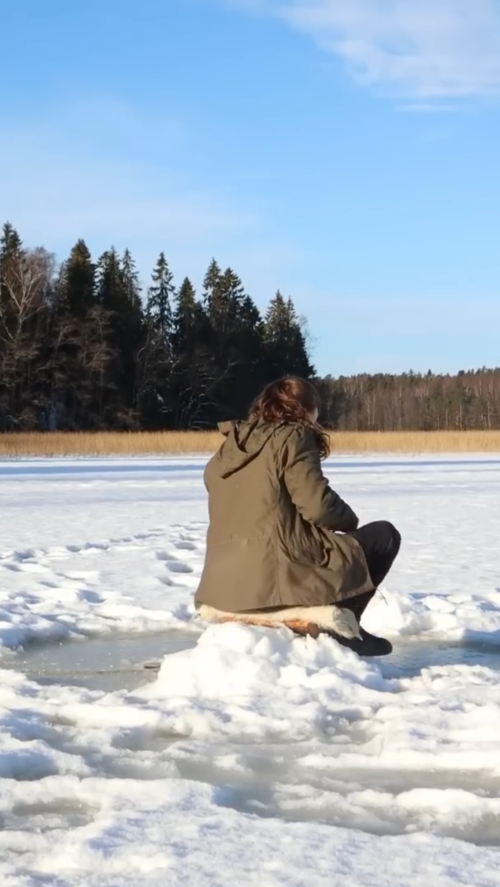 Solo ice camping on cracking ice winter bushcraft experience