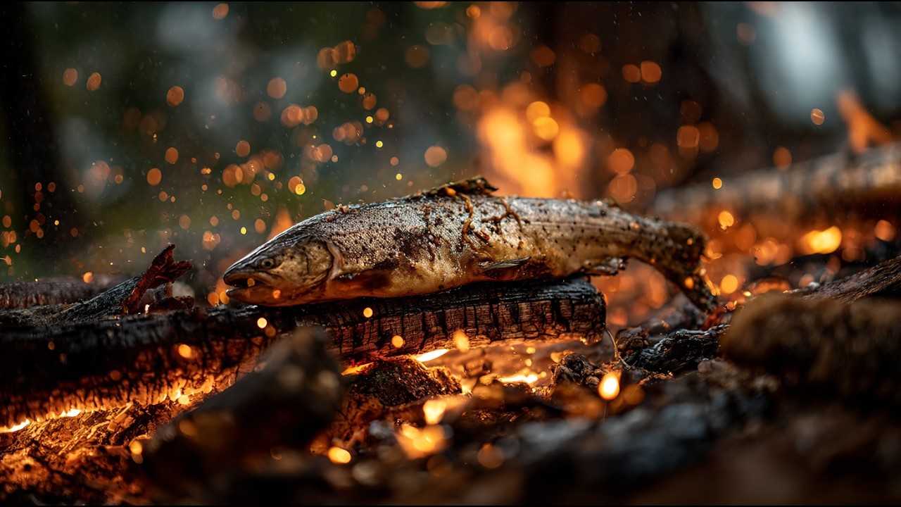 You've never tasted salmon like this! 🐟🔥 Whole fire-grilled ASMR