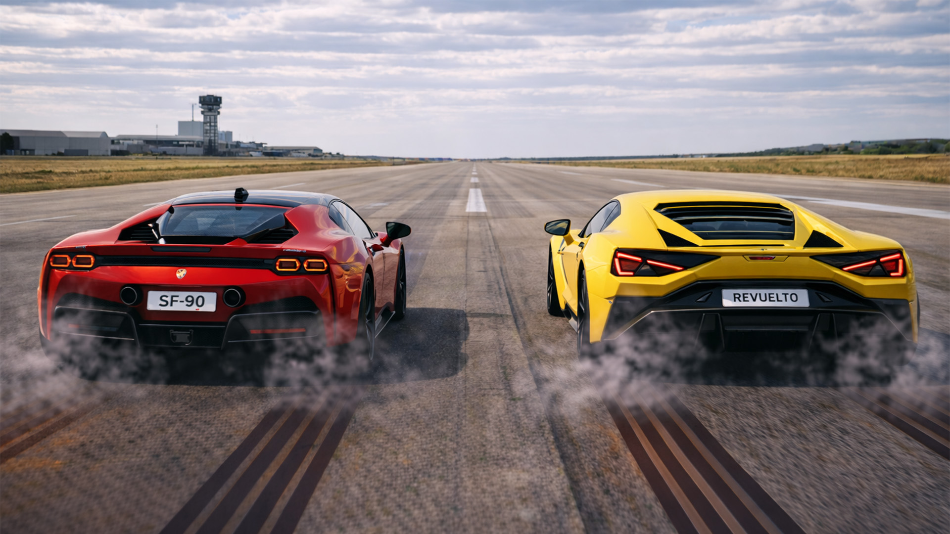 Lamborghini Revuelto vs Ferrari SF90 Stradale Assetto Fiorano drag race