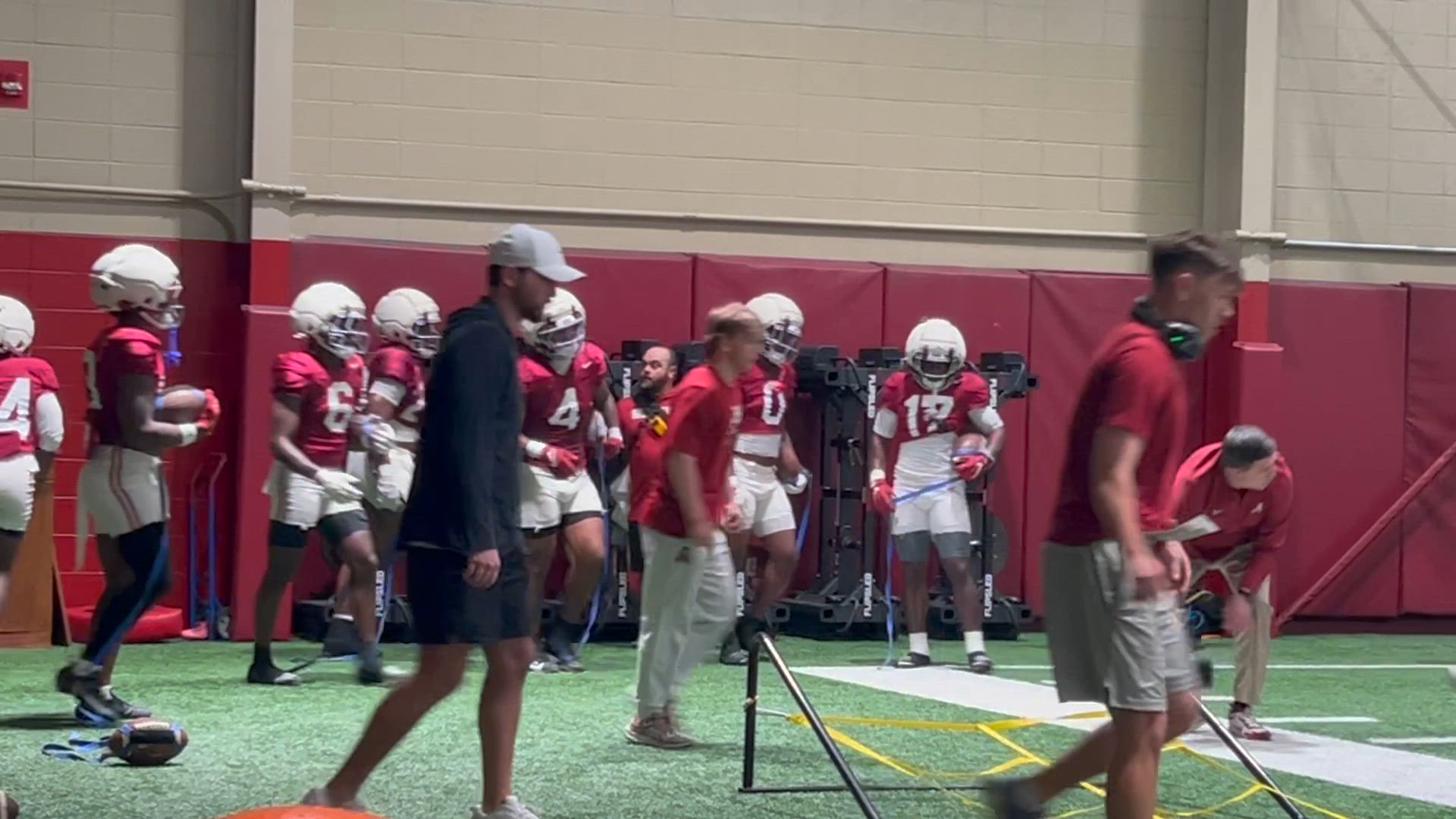 Alabama football spring practice on Thursday