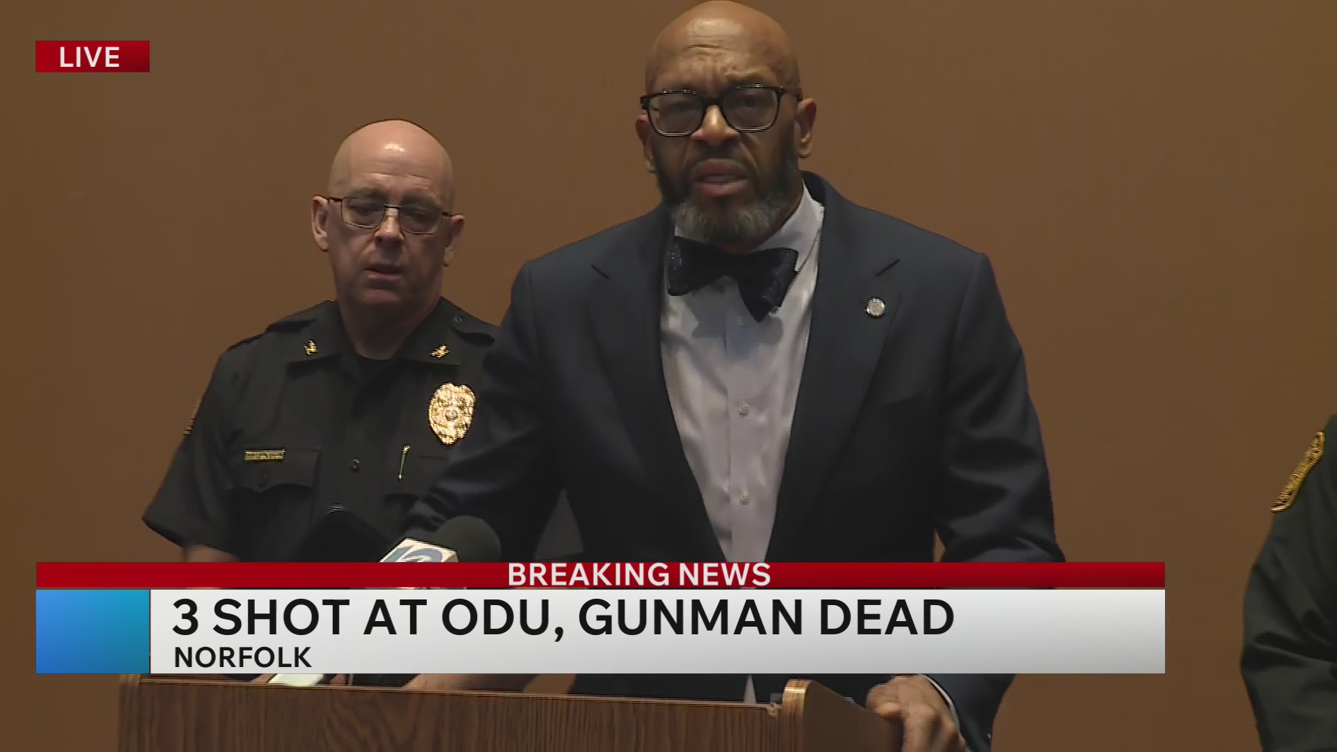 ODU president addresses the media after active threat on campus