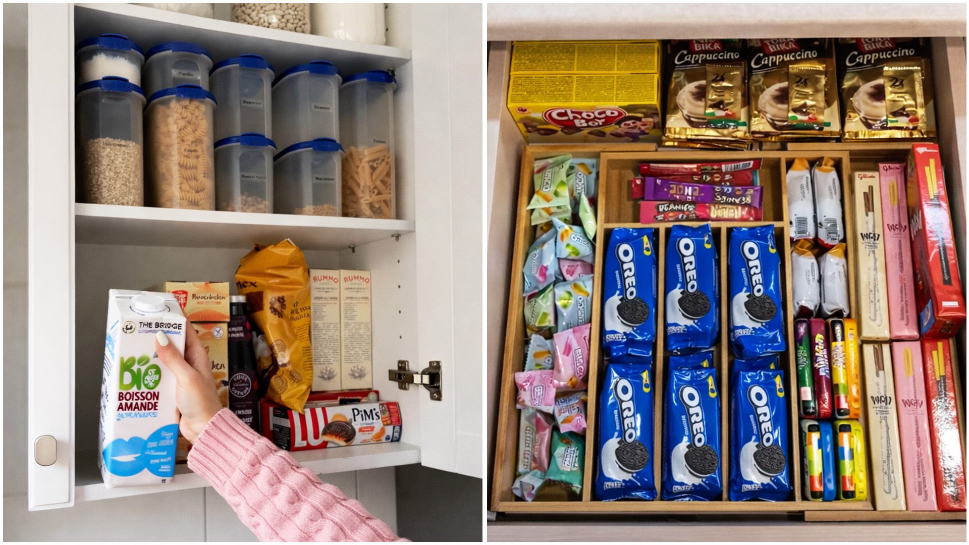 Clean and organized kitchen snack storage