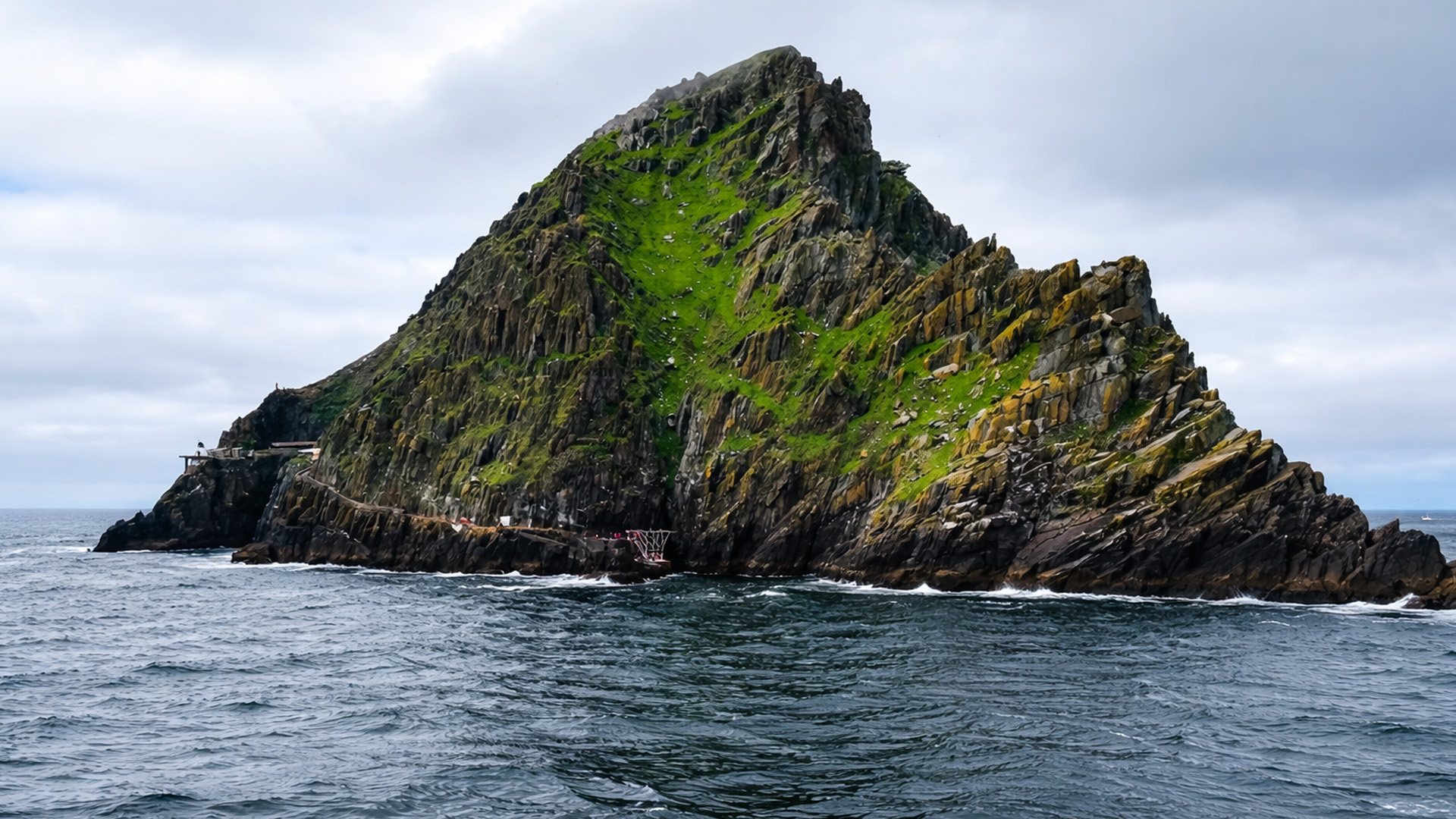 A remote island rising from the Atlantic Ocean