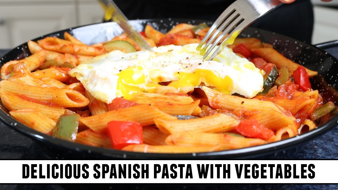 Spanish macarrones con pisto | Best pasta with vegetables recipe
