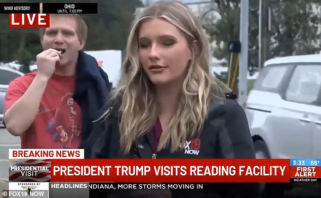 Unflappable reporter keeps her cool as man does the unthinkable behind ...