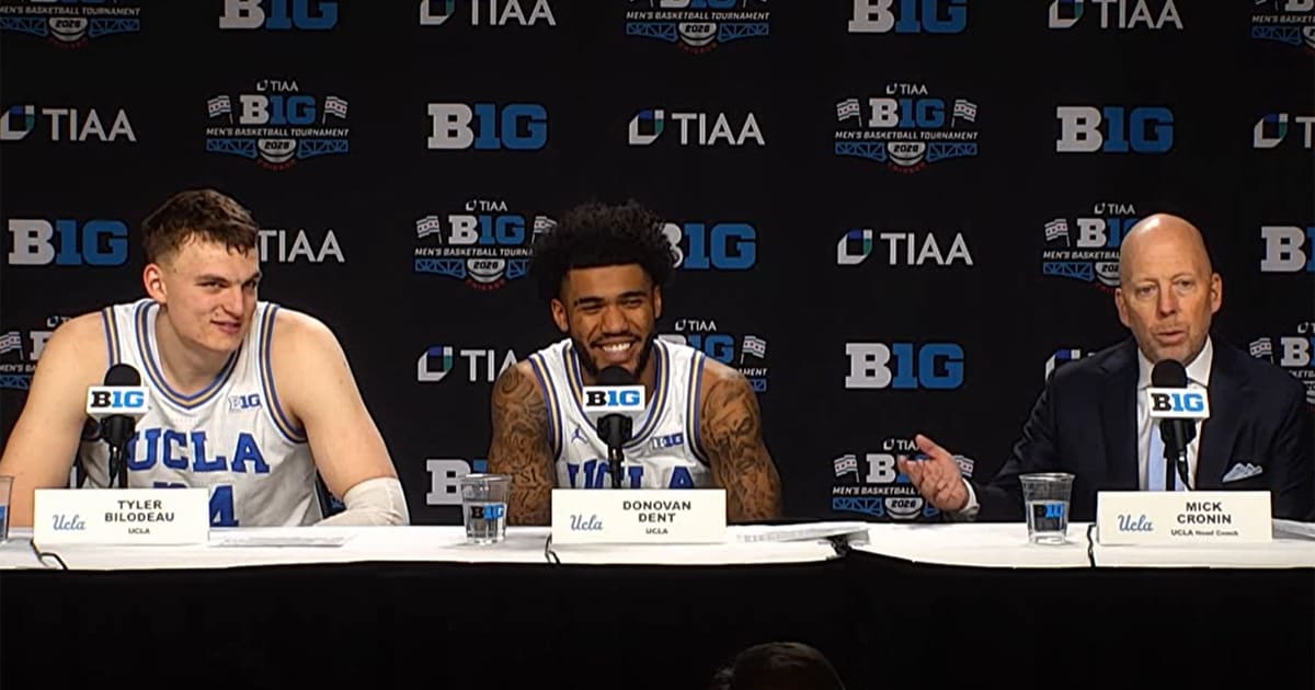 UCLA’s Mick Cronin, Donovan Dent and Tyler Bilodeau after win over ...