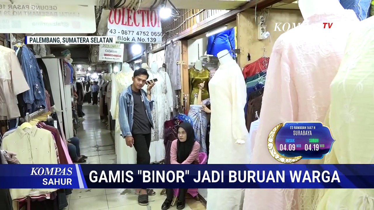 Tren baju lebaran: gamis binor laris manis di pasar kota Palembang ...