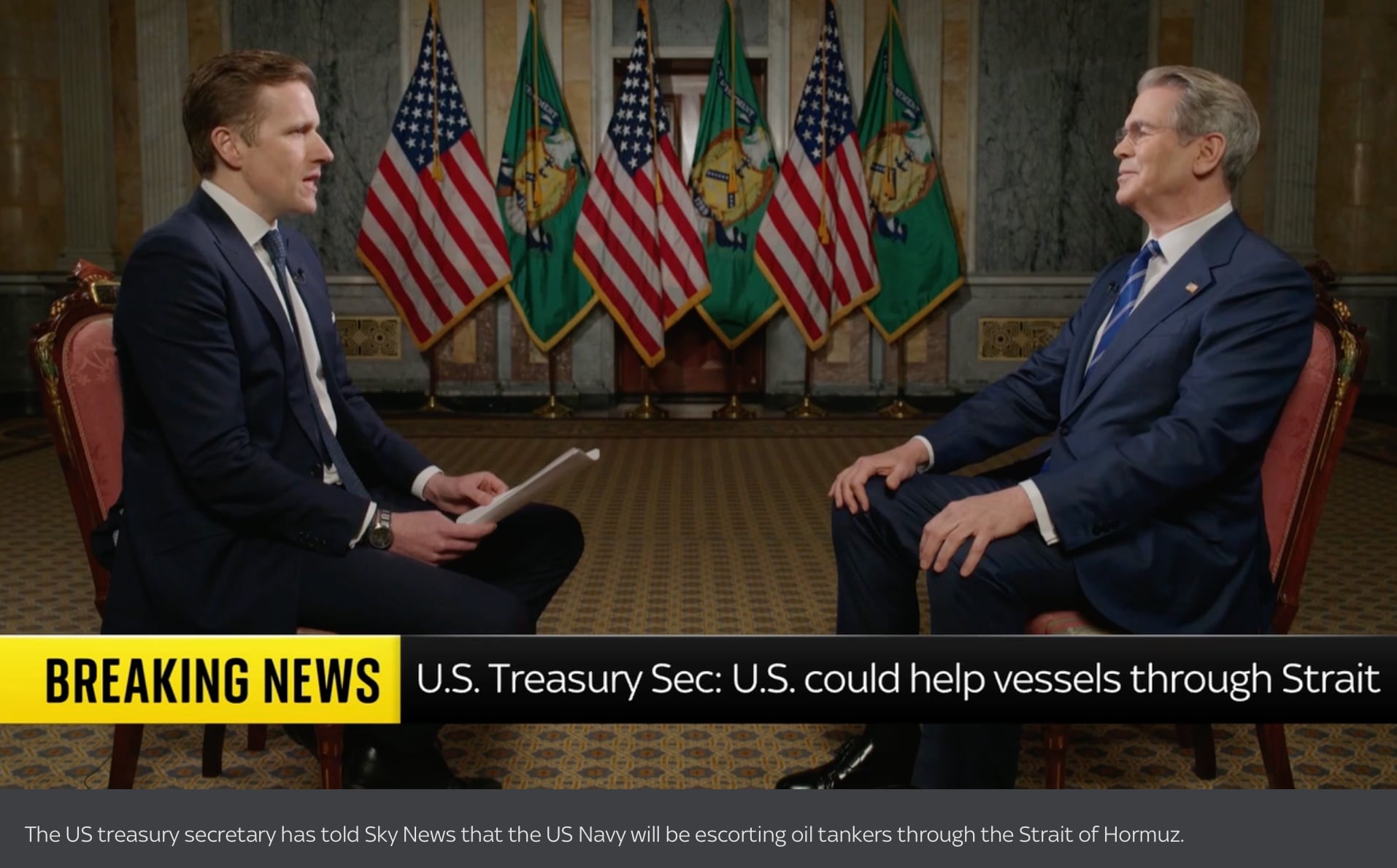 President caught summoning Trump goon Scott Bessent during TV interview