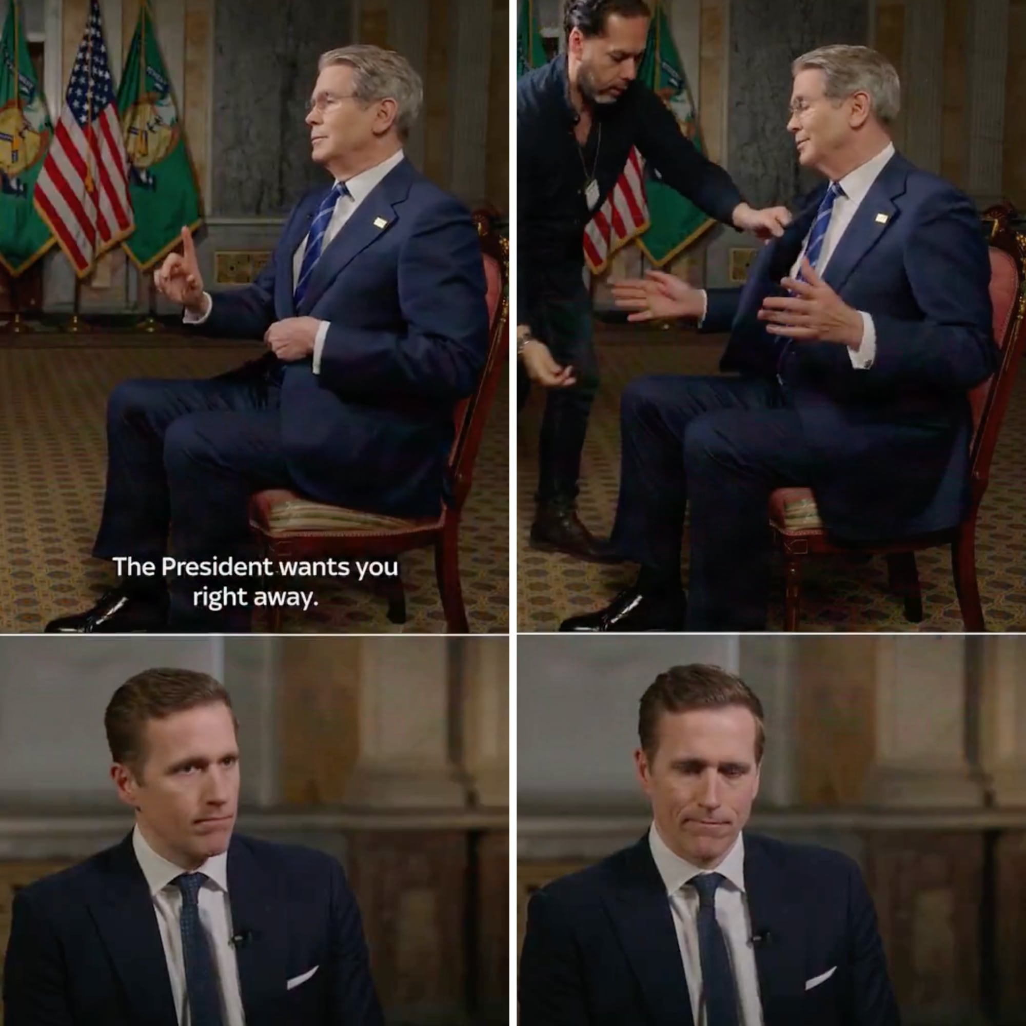 President caught summoning Trump goon Scott Bessent during TV interview