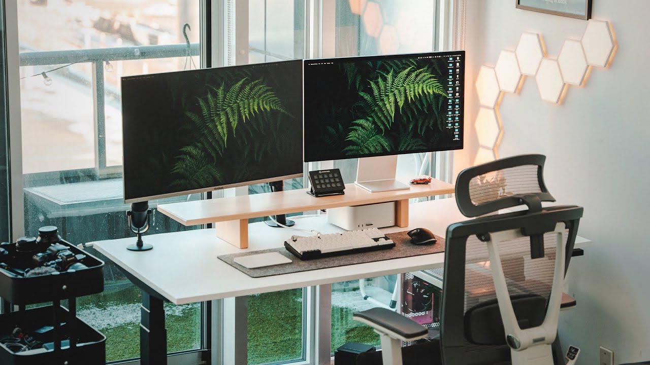 Modern desk setup makeover for a computer science student