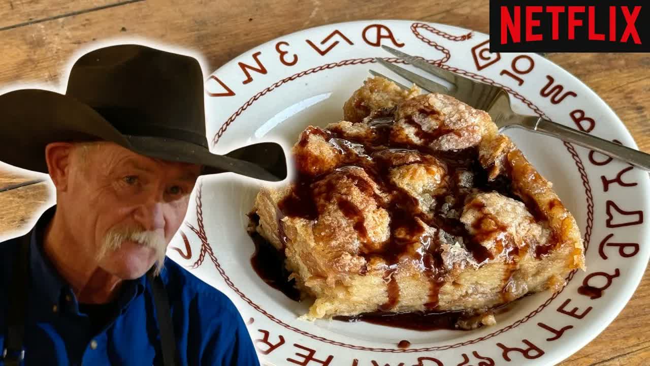 Inside the dessert from Netflix BBQ Showdown - Beer bread pudding with ...