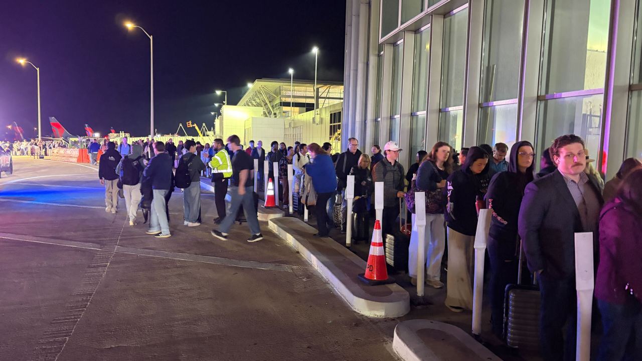 Austin airport line goes out the doors Friday morning