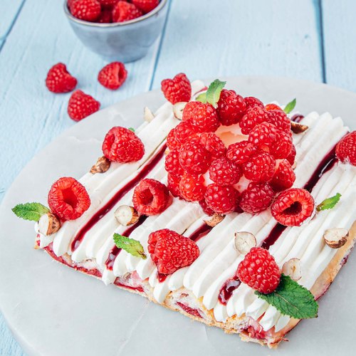 Golden straw raspberry treat