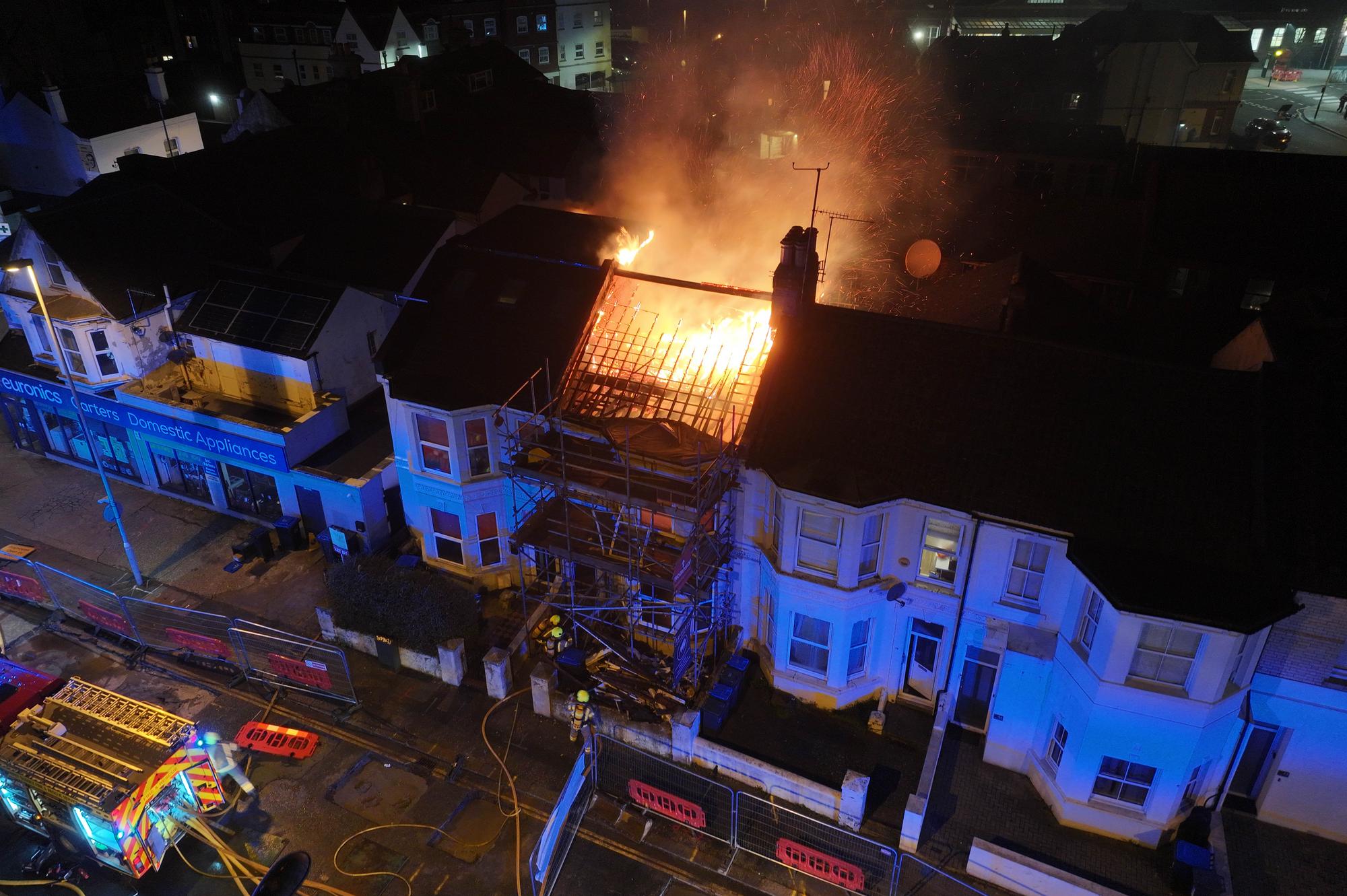 Photos show emergency services blocking street to fight huge fire at ...