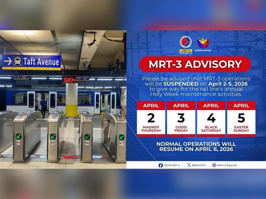 MRT-3 to suspend operations from Maundy Thursday to Easter Sunday for ...