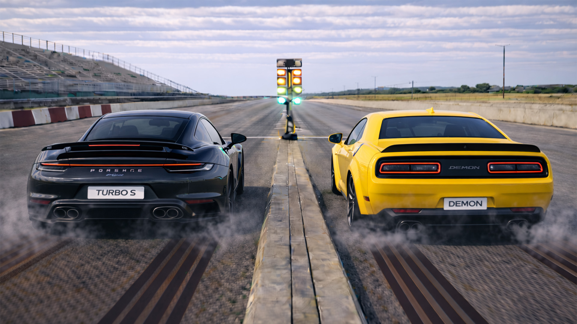 Porsche Turbo S vs Dodge Demon drag race