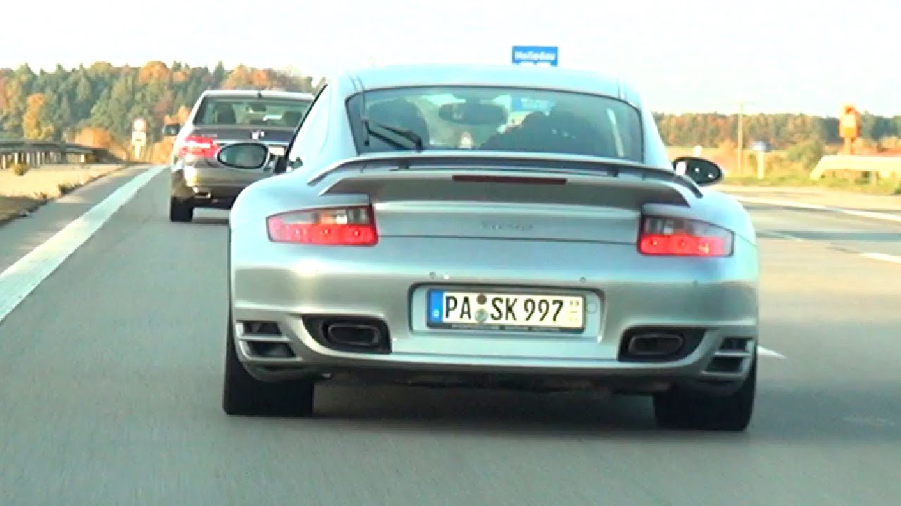BMW and Porsche high speed head to head at Autobahn highway