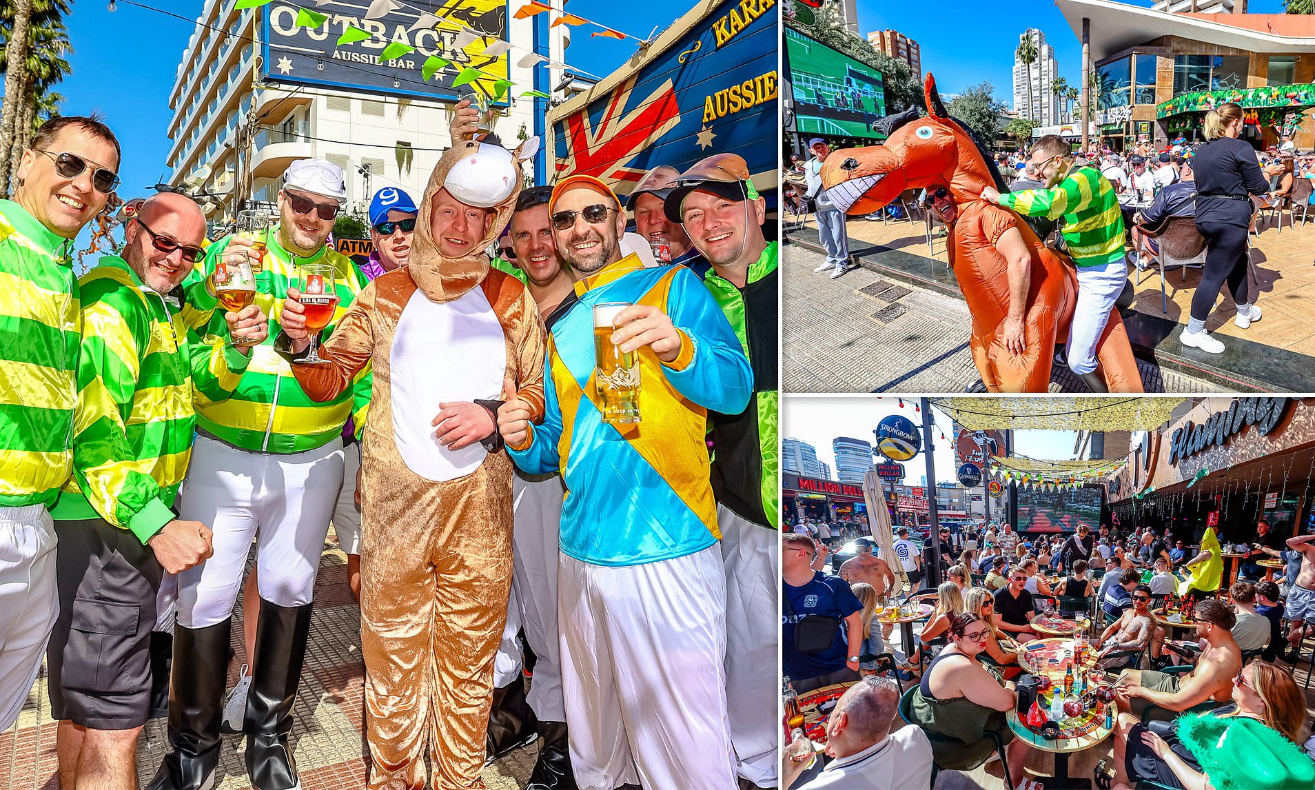 Hot to trot! Benidorm Brits enjoy sun-soaked Cheltenham fun in glorious ...