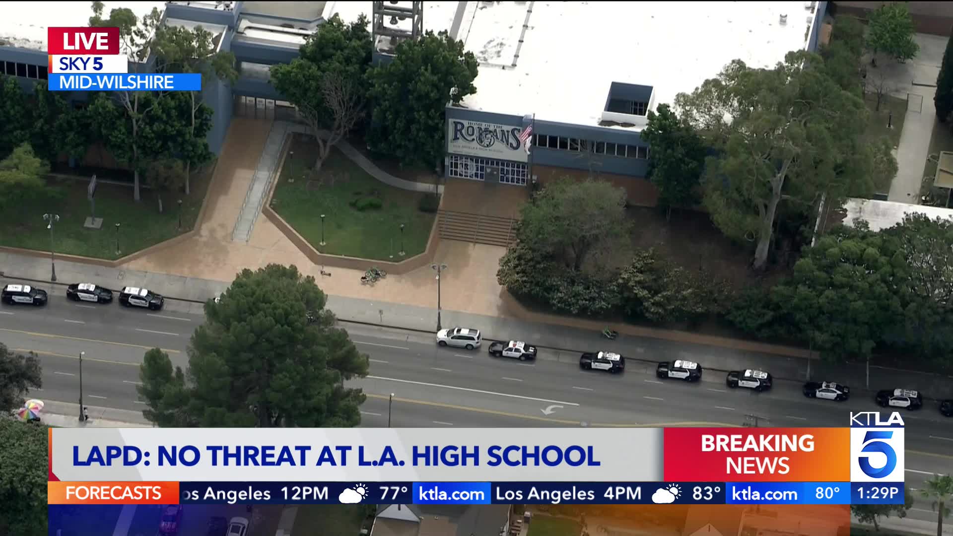 LAPD says no threat at LA high school following search
