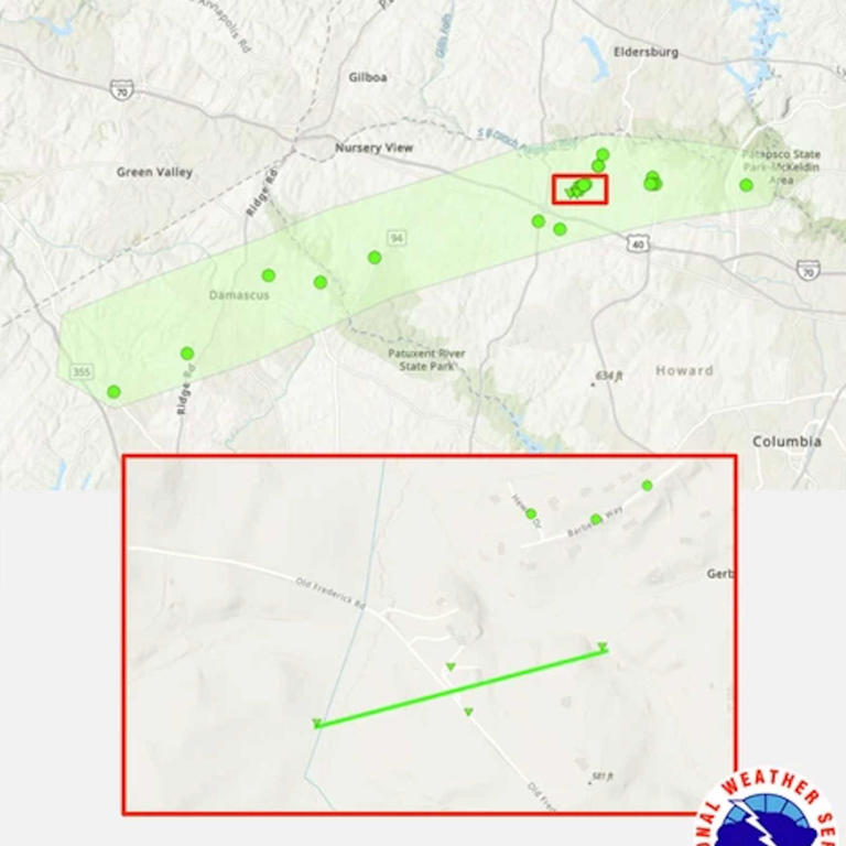 Brief EF-1 tornado touches down in Maryland during Thursday storms