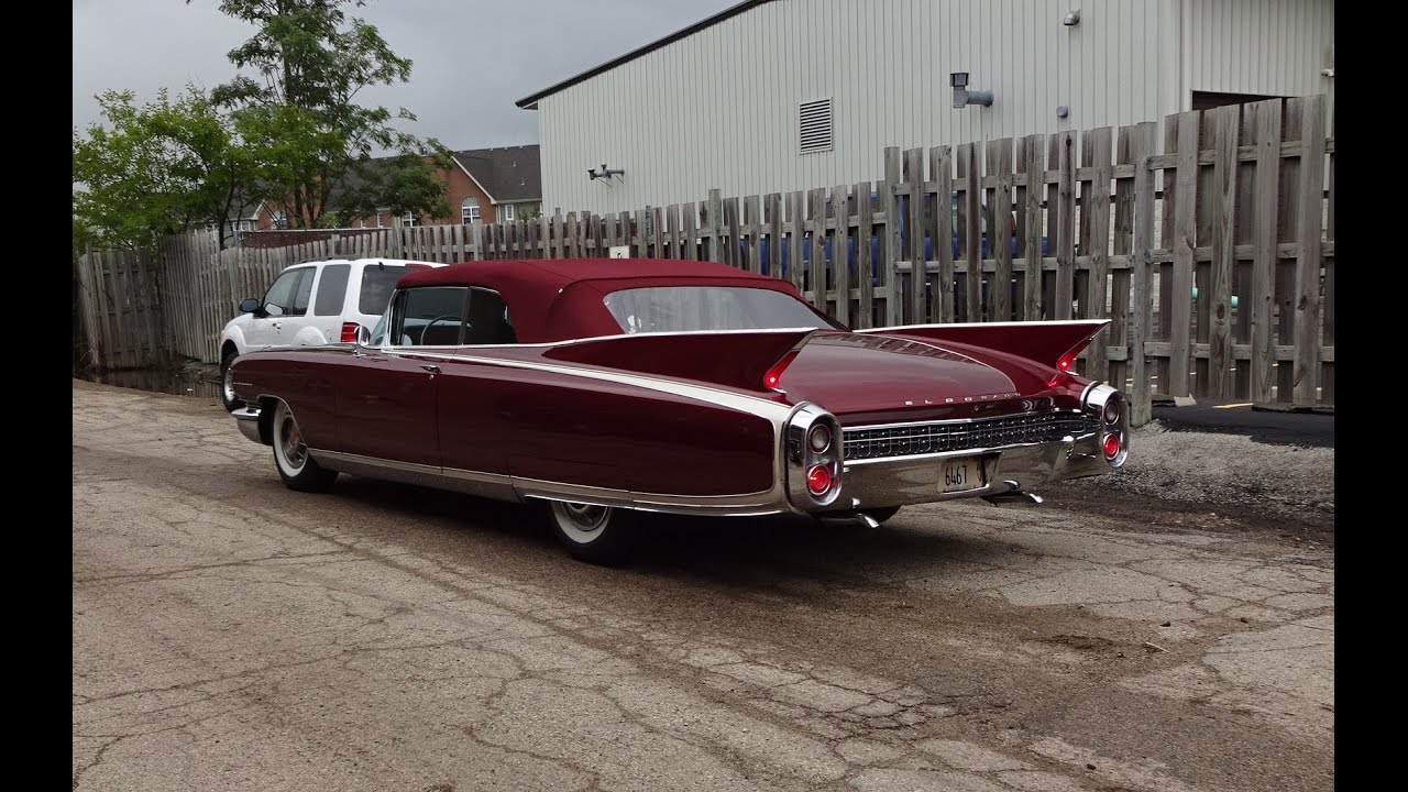1960 Cadillac Eldorado Biarritz convertible in red & engine sound