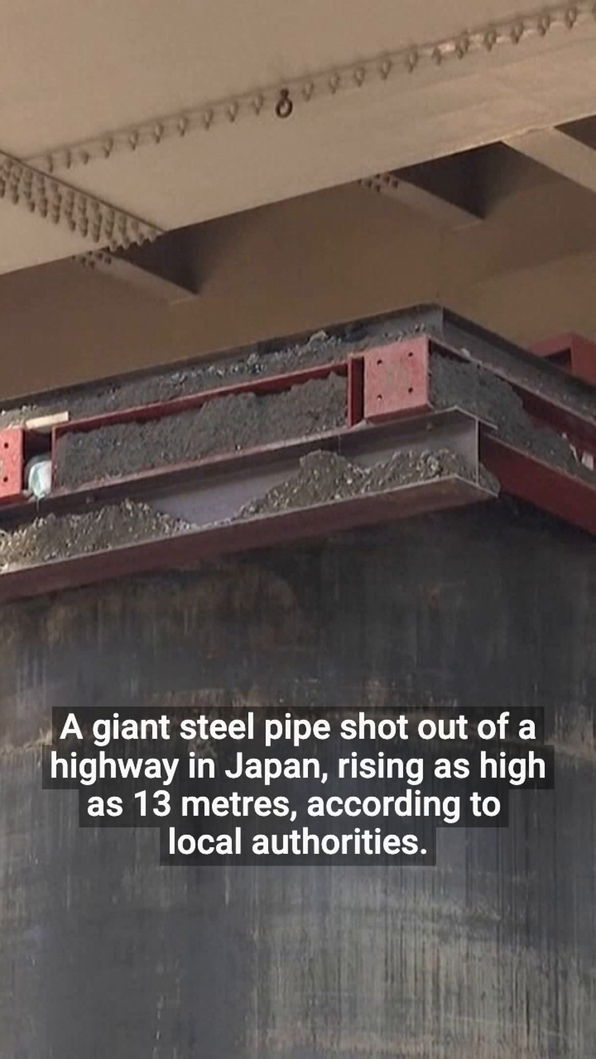 SOCIAL watch 13ft pipe shoots out of Japanese highway