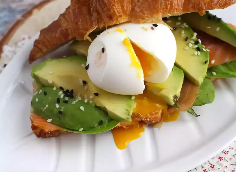 Brunch-style croissant sandwich