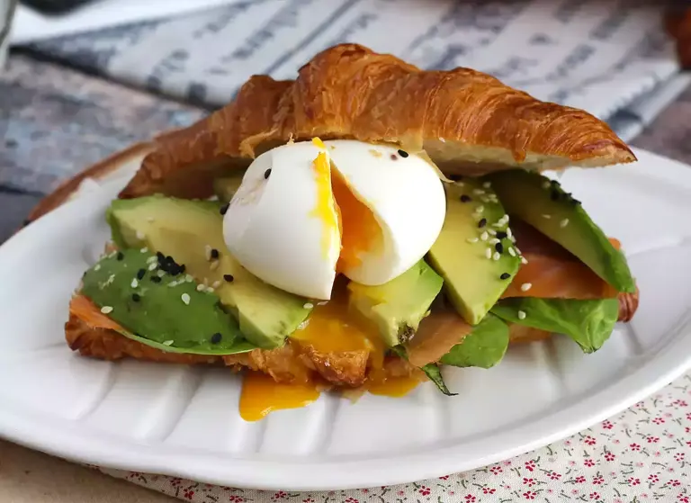 Brunch-style croissant sandwich