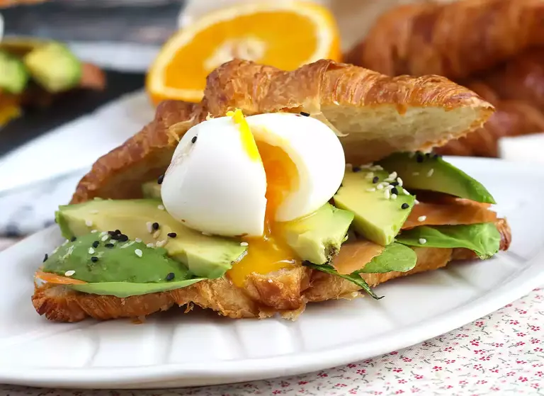 Brunch-style croissant sandwich