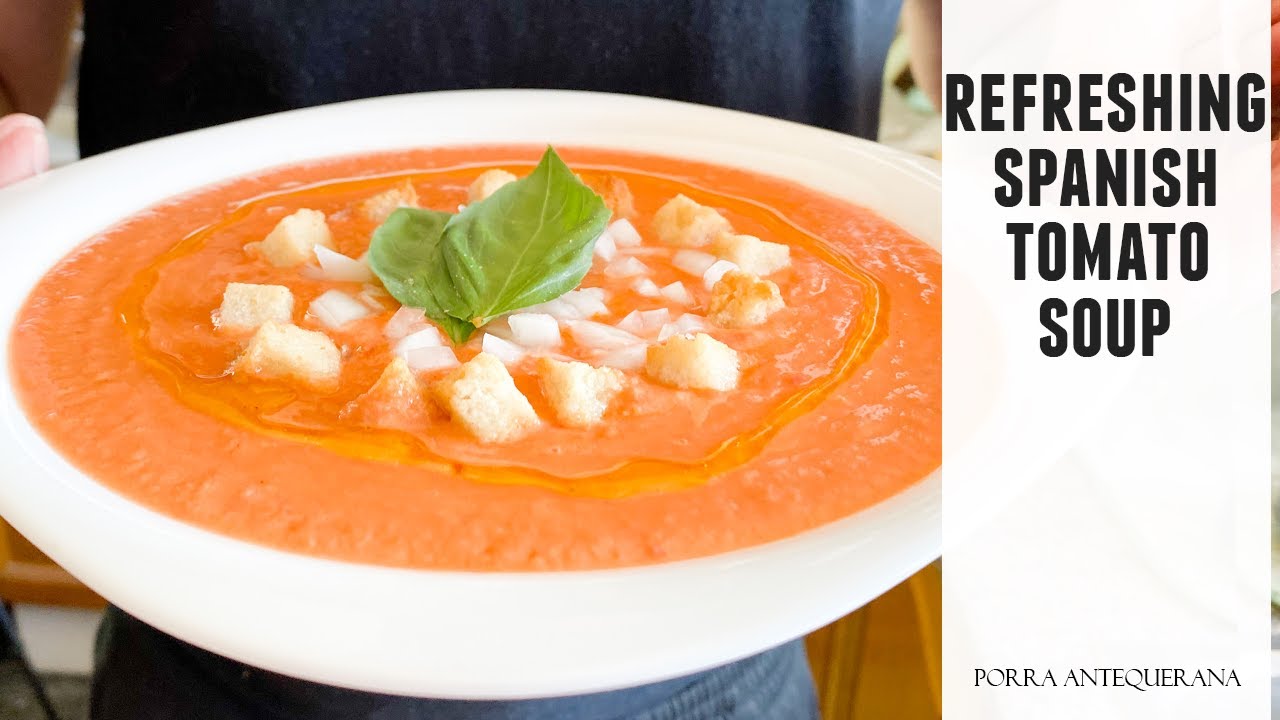 Chilled tomato soup like gazpacho: Traditional porra antequerana recipe