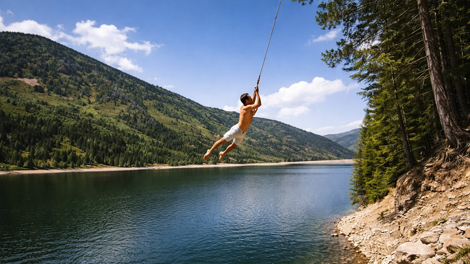 50 foot rope swing into the water