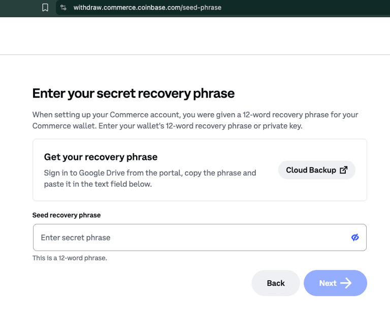 Coinbase removes legacy Commerce tool after seed phrase concerns