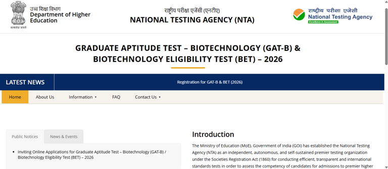 NTA invites applications for GAT-B, BET 2026 at exams.nta.nic.in: Check ...