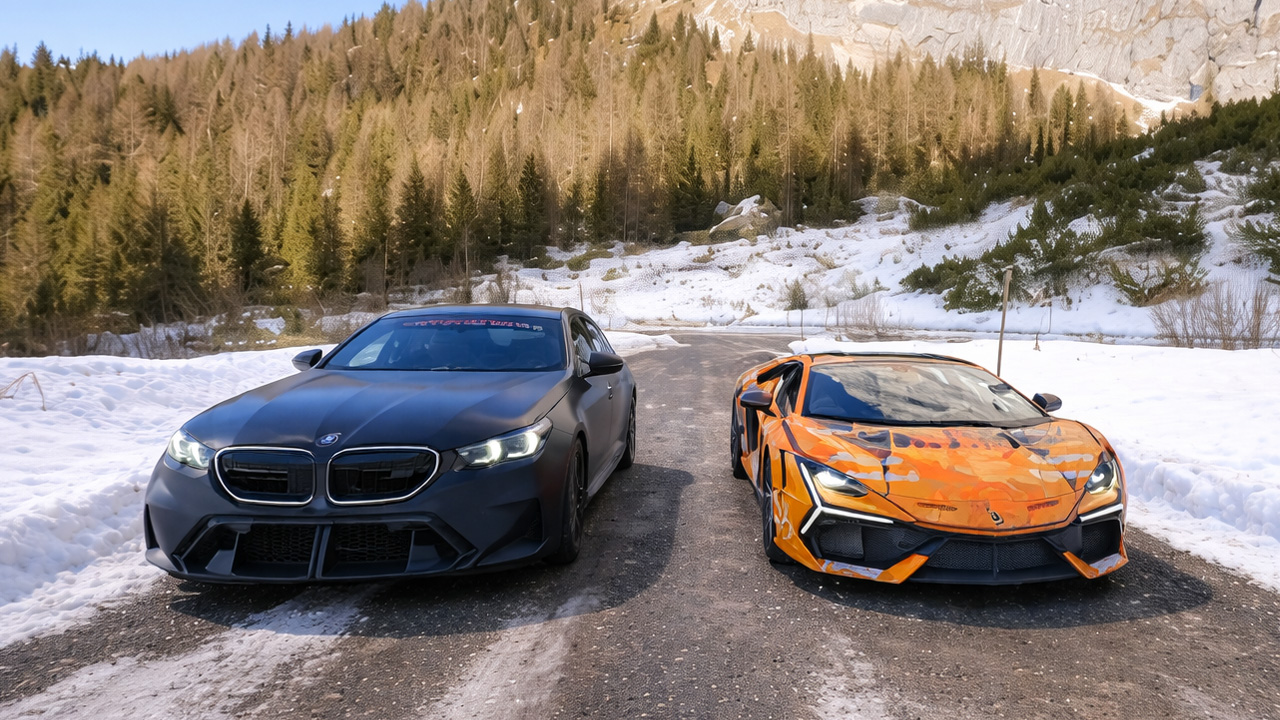 Lamborghini Revuelto street drive with other supercars