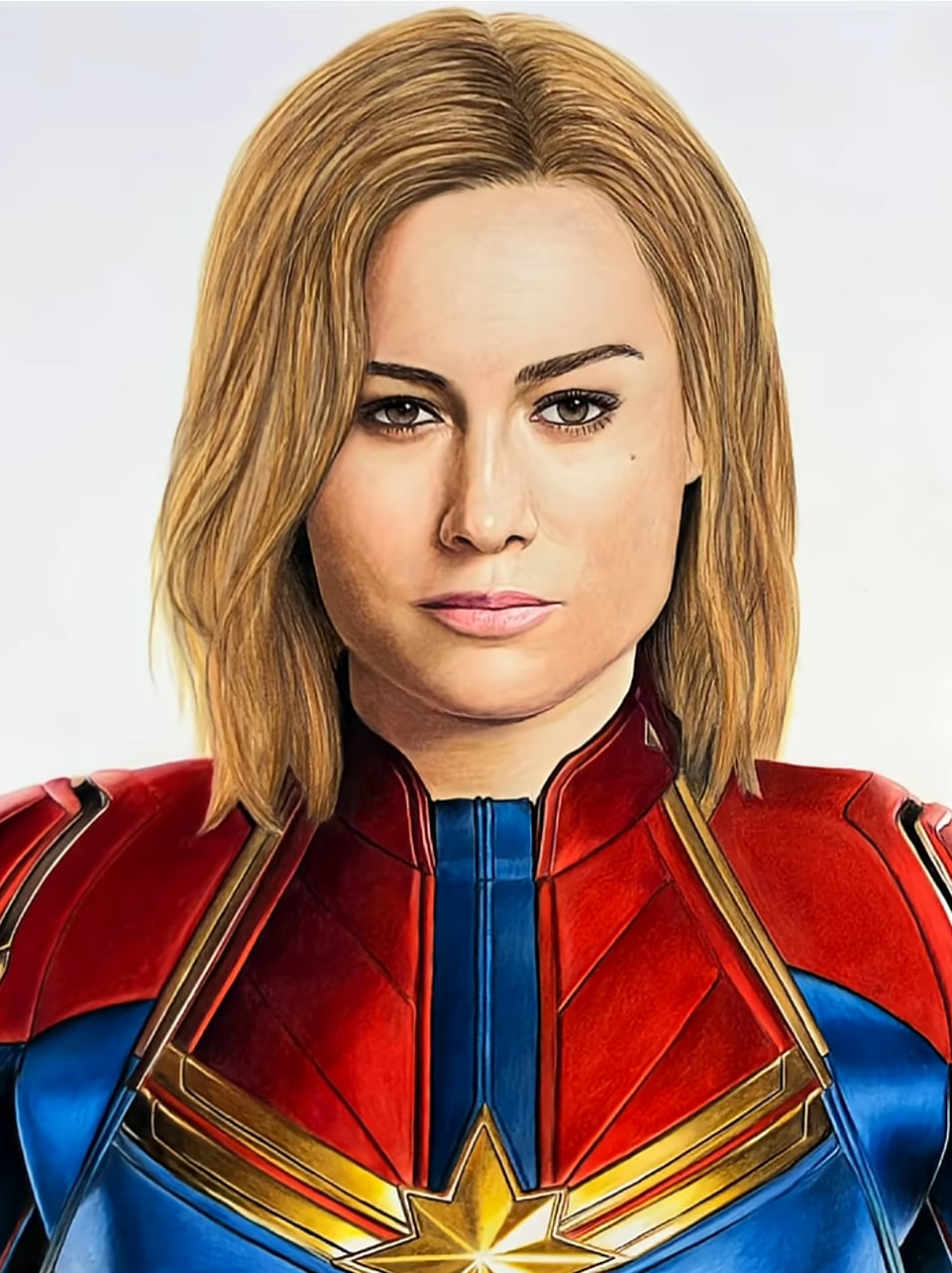 This Captain Marvel drawing looks so strong and cinematic
