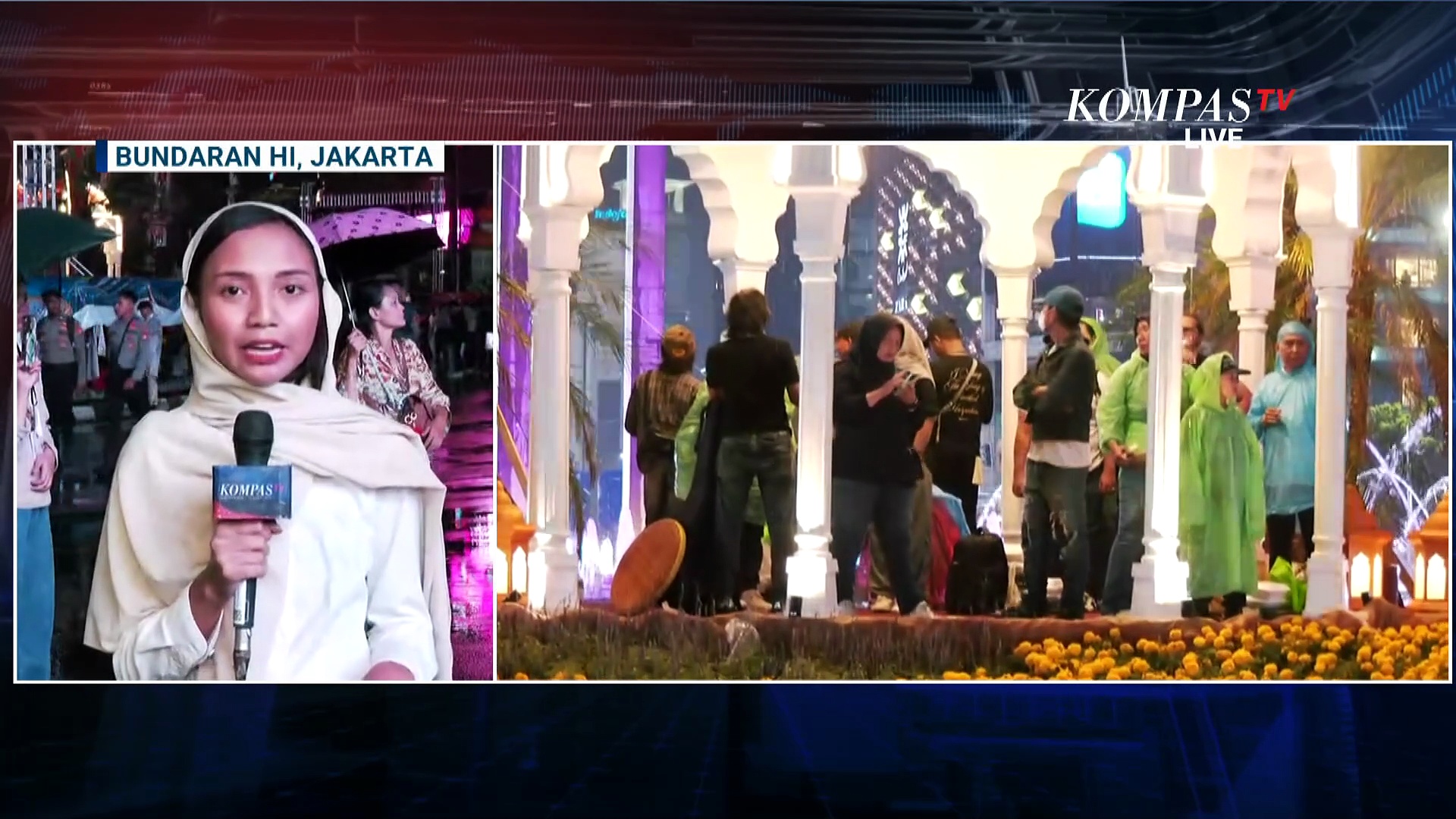Diguyur hujan! Pantauan malam takbiran di Jakarta: pawai obor hingga ...