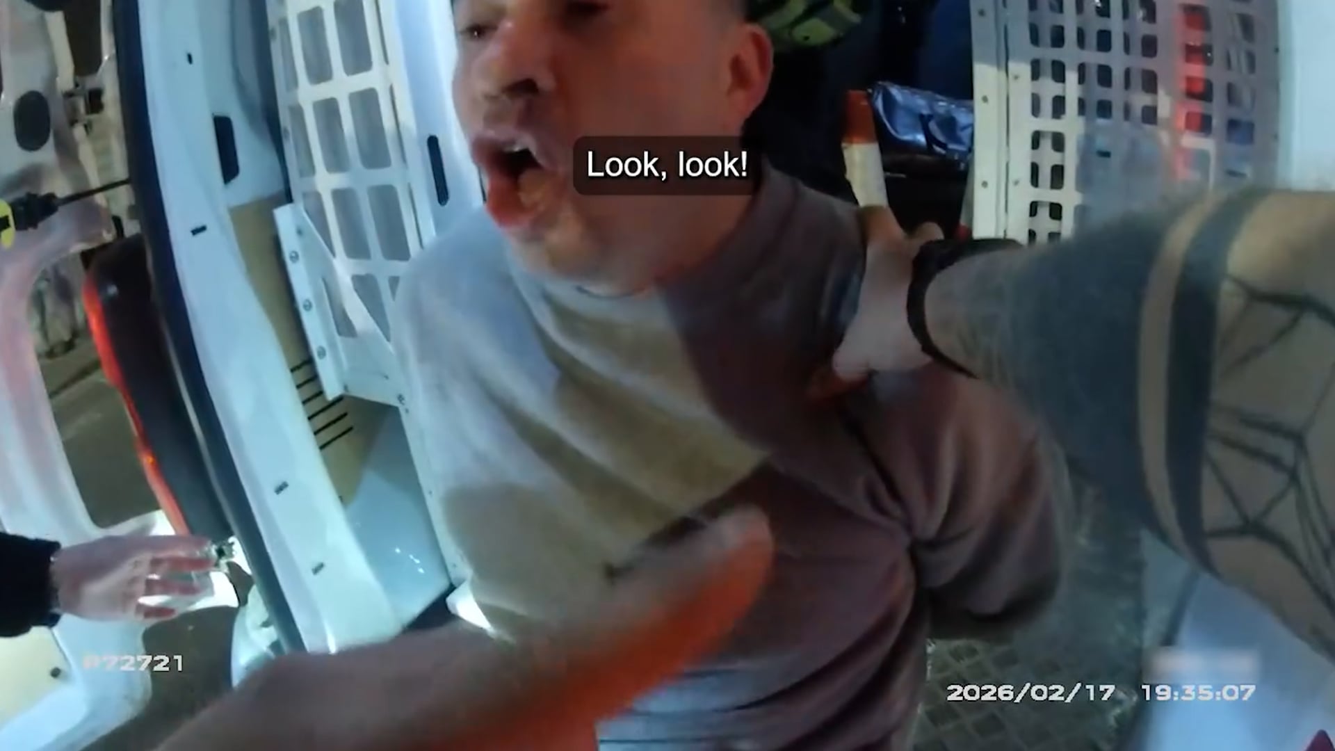 Police officer screams in pain as suspect bites him on leg
