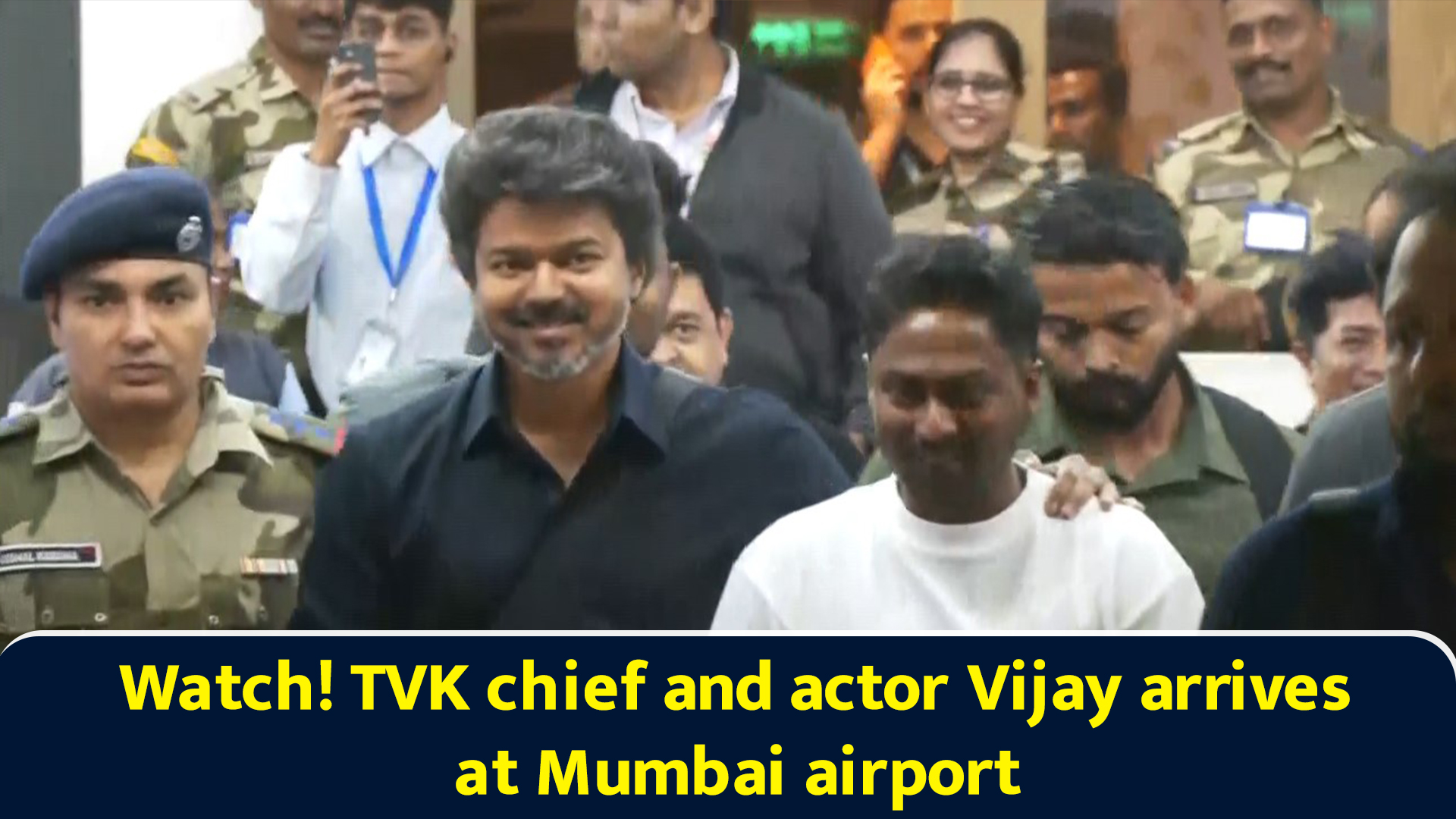 Watch! TVK chief and actor Vijay arrives at Mumbai airport