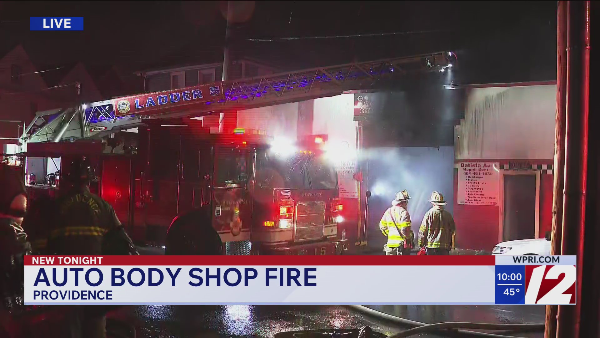 Fire breaks out inside Providence auto repair shop