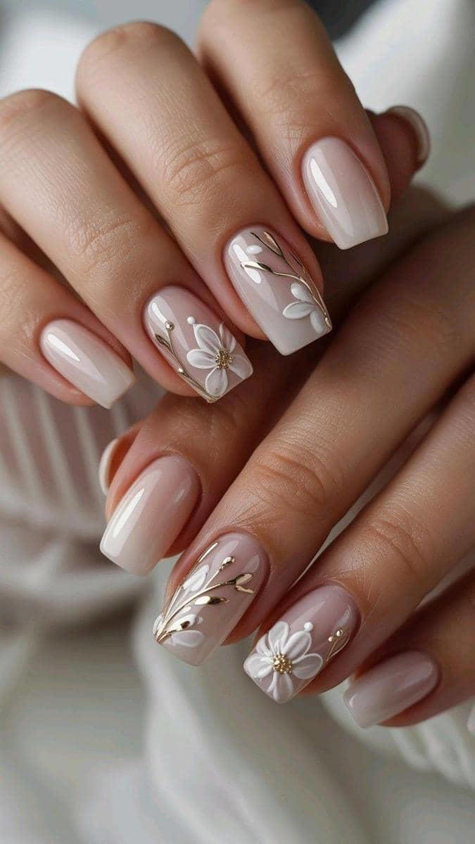 7 inspirasi nail art nuansa white floral yang fresh dan feminin