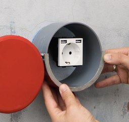 Outdoor plug safety measure - waterproof it with a pipe