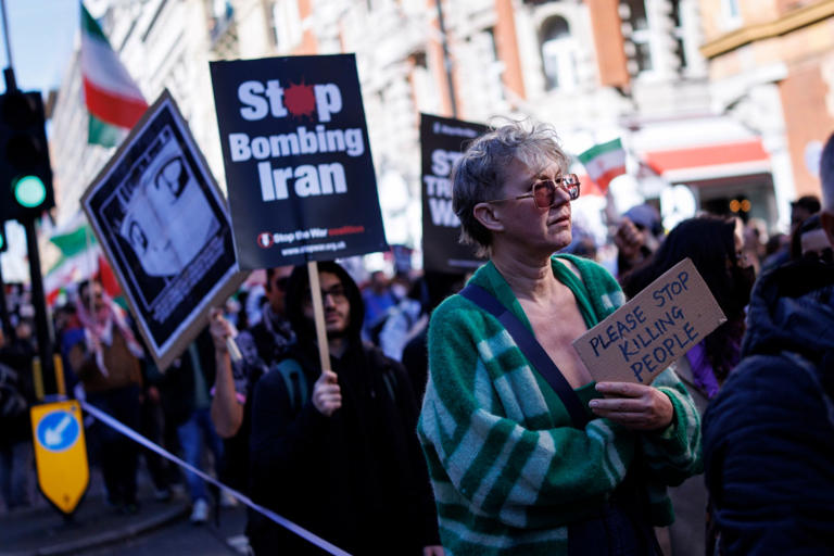 Map shows where Iran war protest will take place in London today
