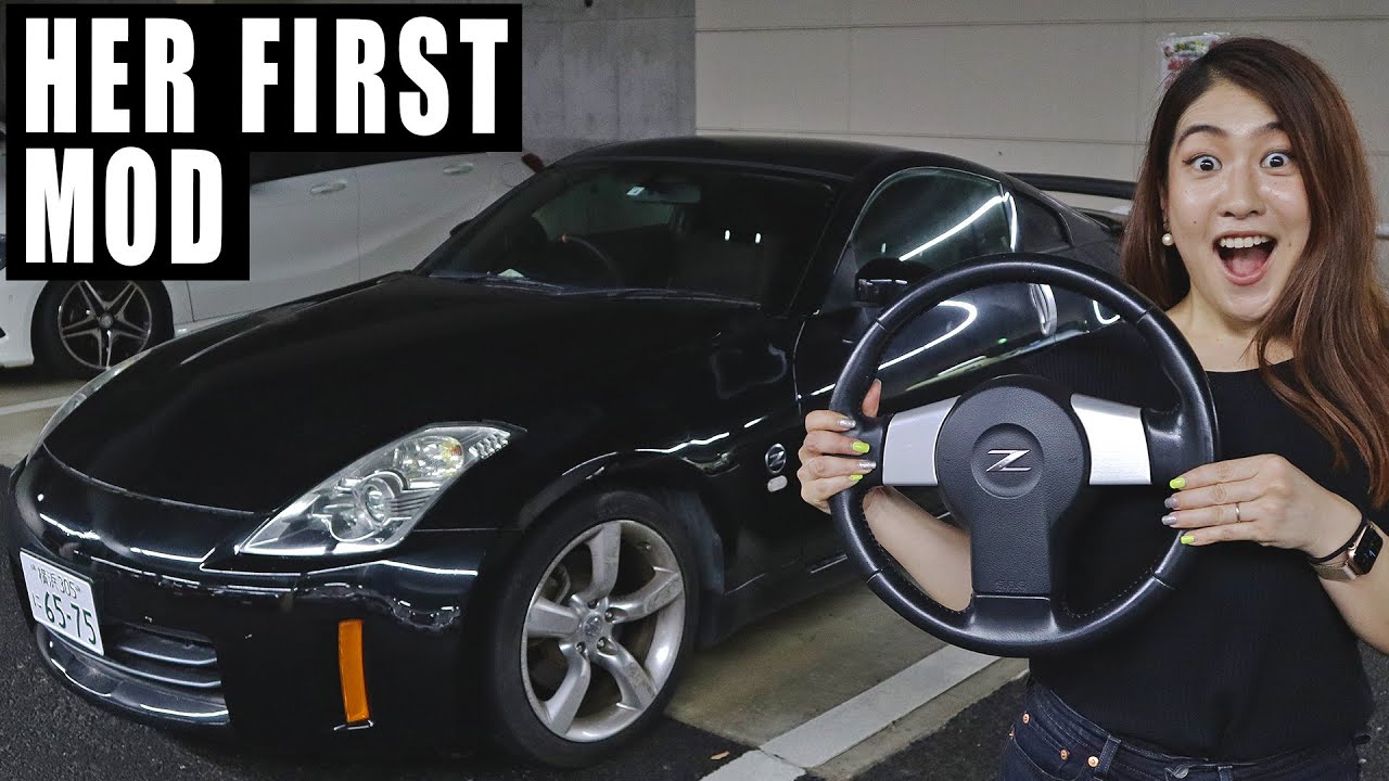 My Japanese wife does her first car mod on the new 350Z!