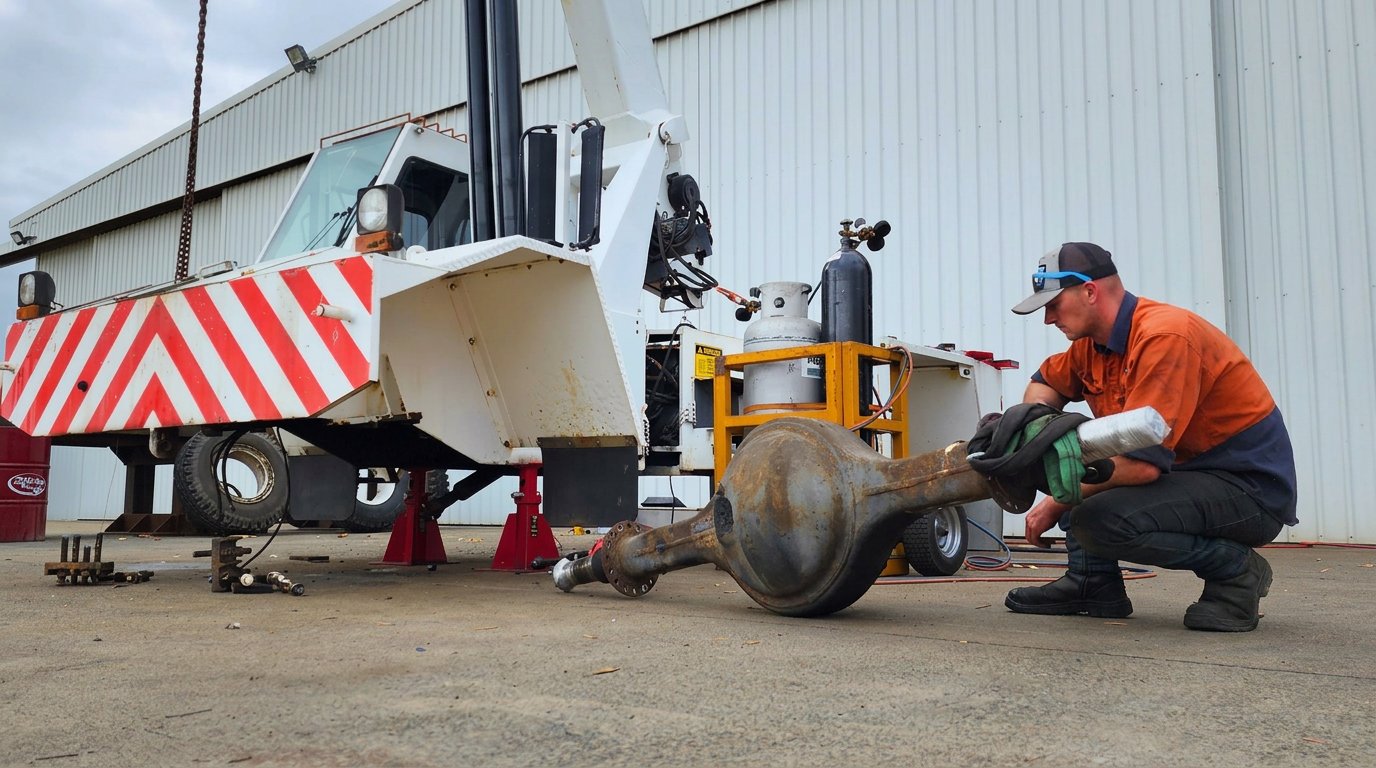 Franna crane teardown: Removing and inspecting the diffs